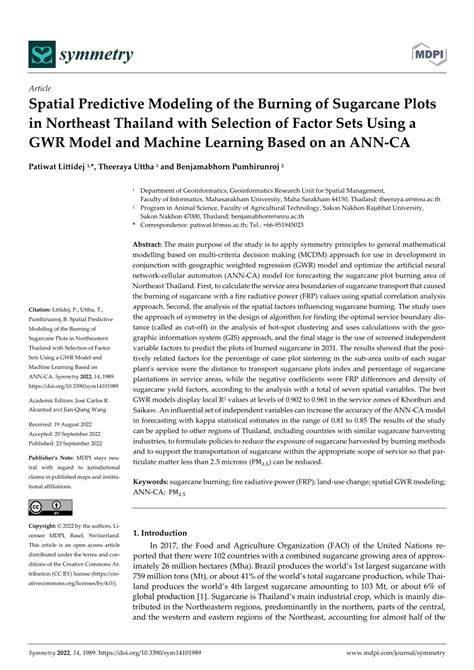 Pdf Spatial Predictive Modeling Of The Burning Of Sugarcane Plots In