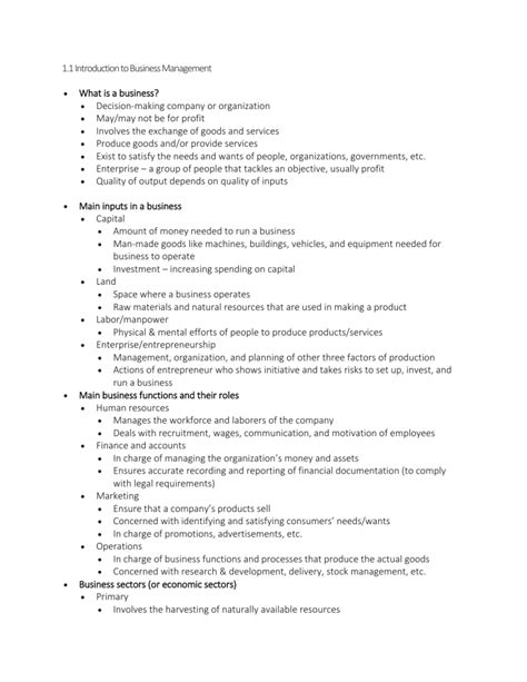 Business Management Introduction