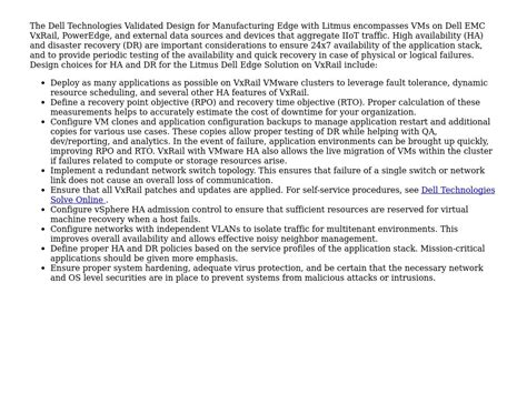 High Availability And Disaster Recovery Dell Technologies Validated Design For Manufacturing