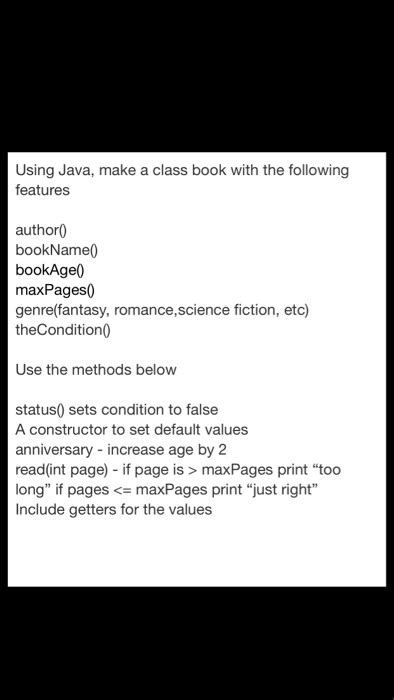 solved using java make a class book with the following