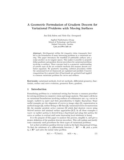 Pdf A Geometric Formulation Of Gradient Descent For Variational Problems With Moving Surfaces