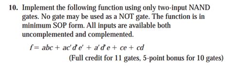 Solved Implement The Following Function Using Only Chegg