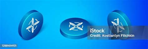 파란색 배경에 격리된 등색 풍력 터빈 아이콘입니다 풍력 발전기 기호 전력 생산을 위한 풍차 파란색 원 버튼입니다 벡터 3차원 형태에 대한 스톡 벡터 아트 및 기타 이미지