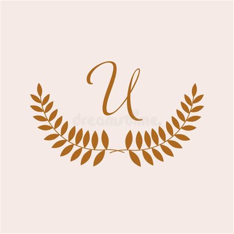 U Initials Logo Design Letters U Royal Emblem With Crown Stock Vector Illustration Of Laurel