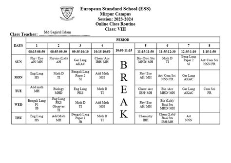 Class Routine Viii Pdf