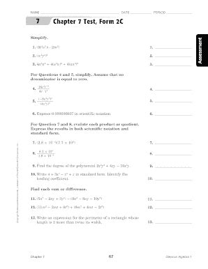 Download Chapter 7 Test Form 2C Answers Algebra 2 Free Kindle Online
